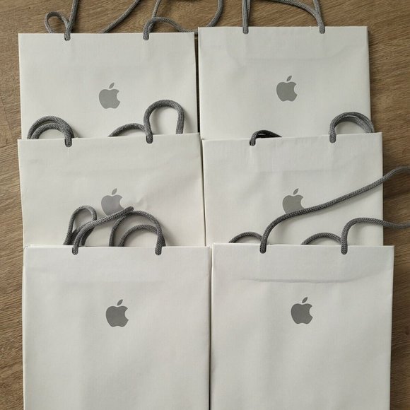 Apple | Other | 6 Apple Store White Paper Shopping Bags Rope Handles 8 ...